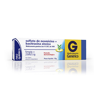 SULFATO DE NEOMICINA 5MG+ BACITRACINA 250UI/G 15G | Drogão Super