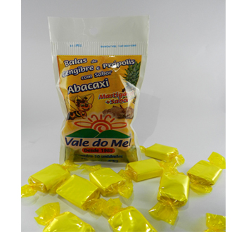 BALA DE GENGIBRE E PRÓPOLIS SABOR ABACAXI 47G 10 UNIDADES | Drogão Super
