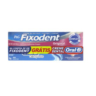 KIT FIXODENT ORIGINAL 68G GRÁTIS CREME DENTAL ORAL-B | Drogão Super
