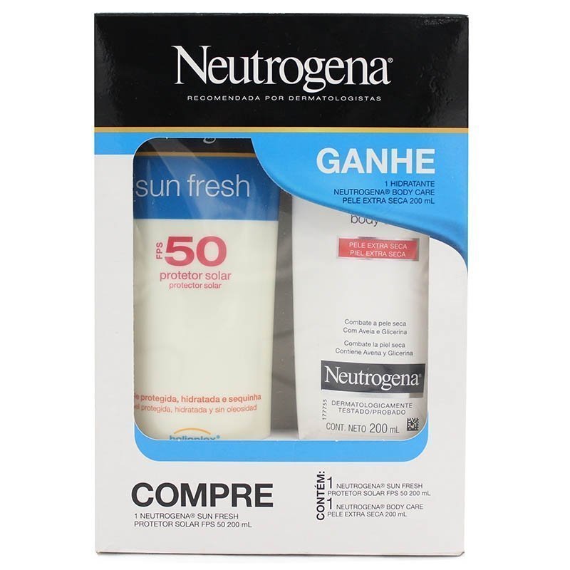 KIT PROTETOR SOLAR NEUTROGENA SUN FRESH FPS 50 200ML + LOÇÃO HIDRATANTE ...