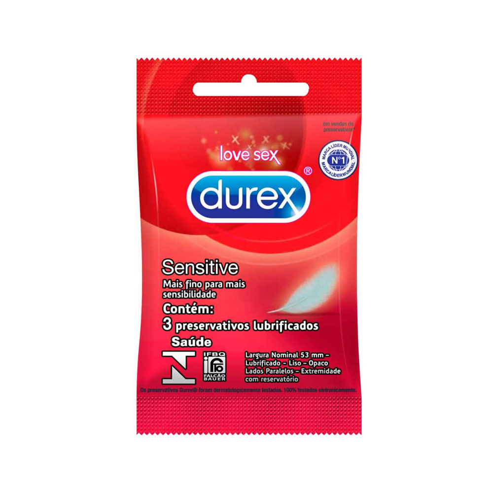 PRESERVATIVO DUREX SENSITIVE 3 UNIDADES | Drogão Super