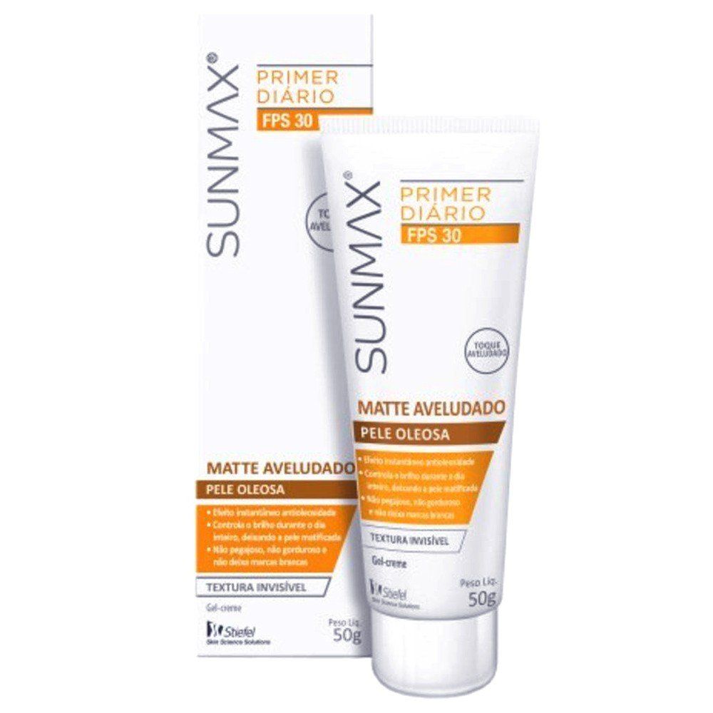 PROTETOR SOLAR FACIAL SUNMAX PRIMER DIÁRIO MATTE AVELUDADO PELE OLEOSA ...