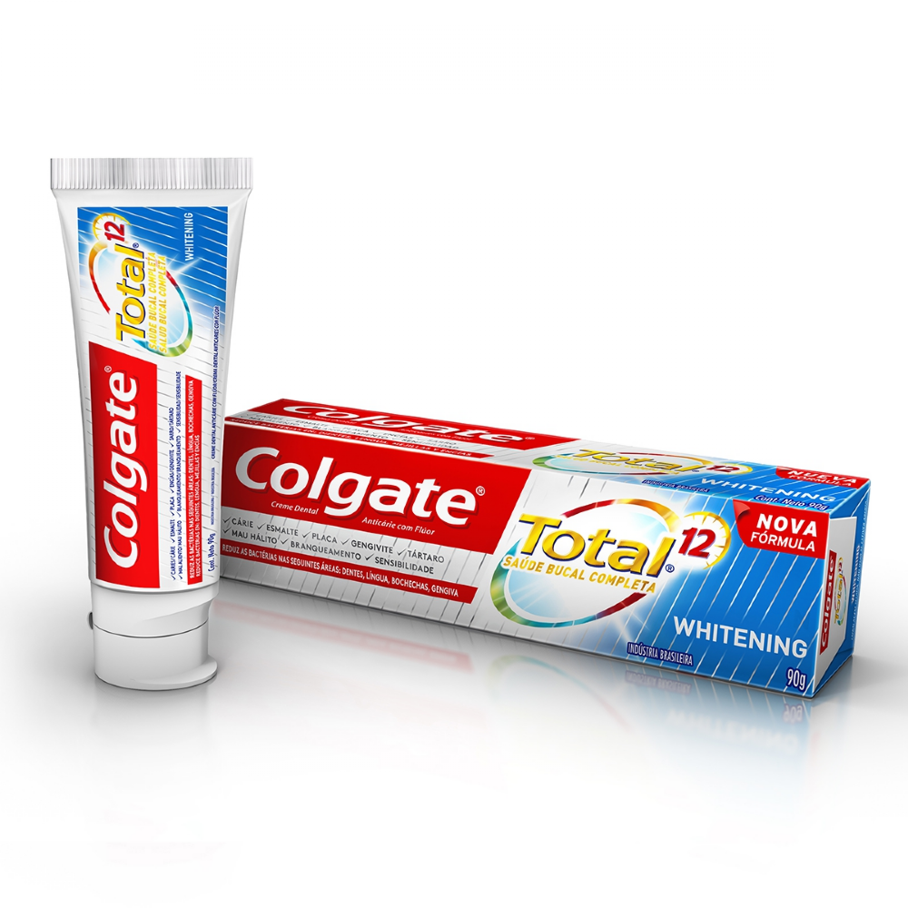 CREME DENTAL COLGATE TOTAL 12H WHITENING 90G | Drogão Super