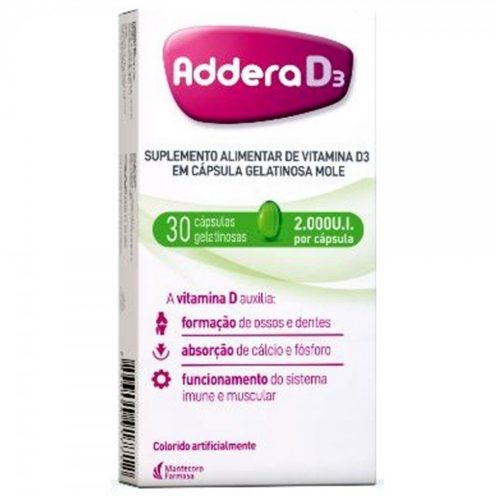 ADDERA D3 2000UI 30 Cápsulas | Drogão Super