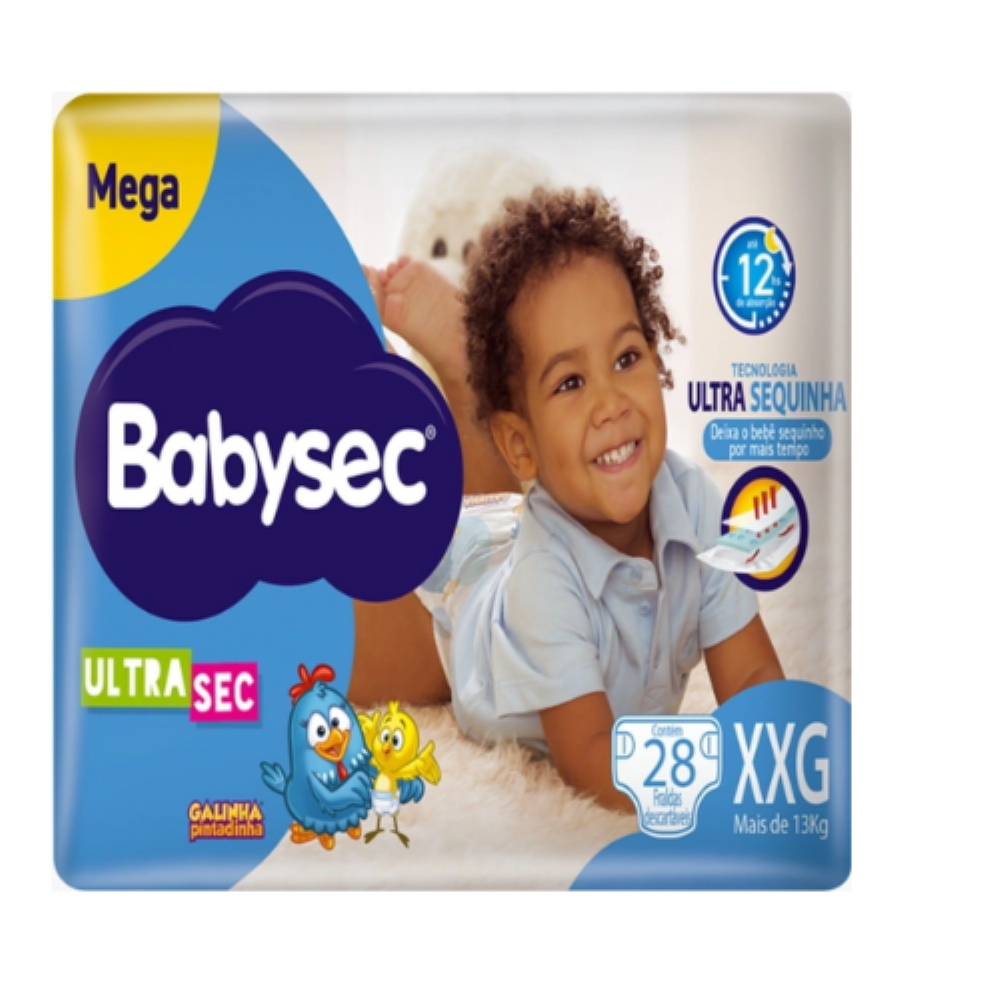FRALDA BABYSEC ULTRASEC MEGA XXG COM 28 UNIDADES | Drogão Super