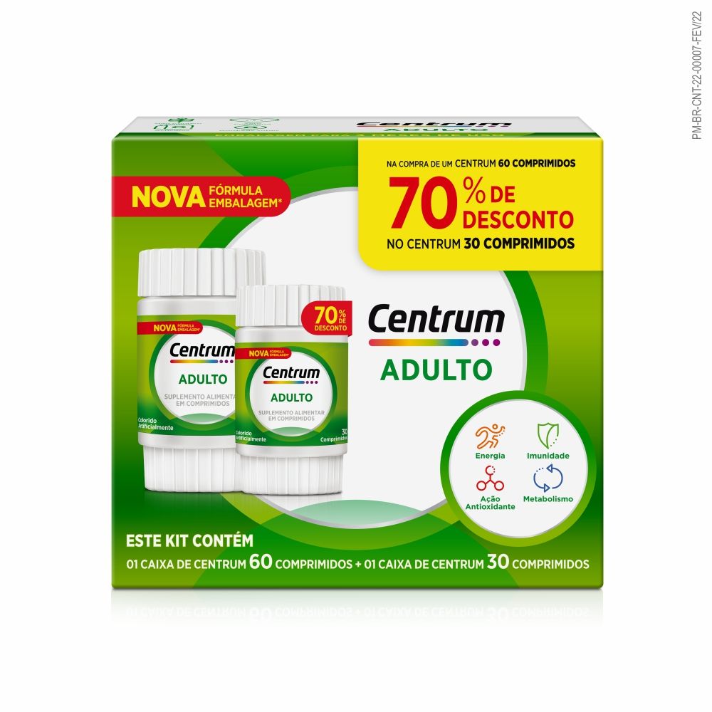 CENTRUM KIT 60 COMPRIMIDOS + 30 COMPRIMIDOS | Drogão Super