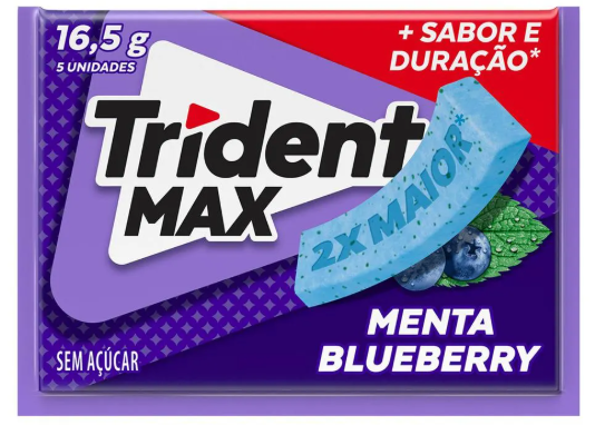 Goma de Mascar TRIDENT Max Cool MENTABERRY Sem Açúcar 5 unidades 16,5g ...
