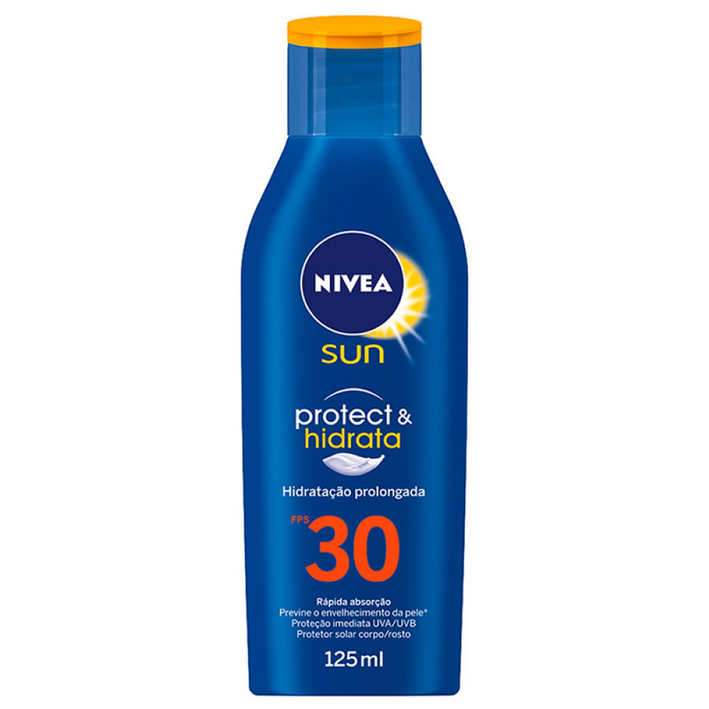 PROTETOR SOLAR NIVEA SUN COM AÇÃO HIDRATANTE FPS 30 125ML | Drogão Super