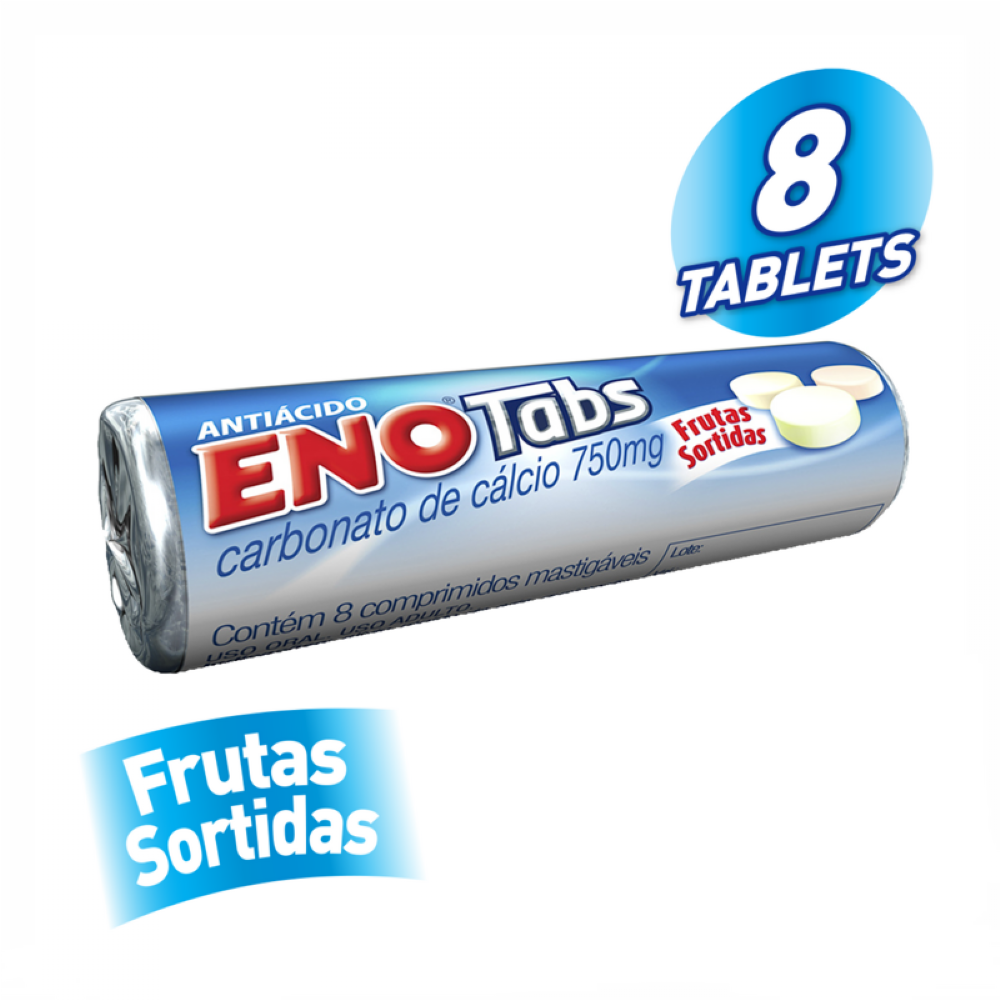ENO ANTIÁCIDO TABS SABOR FRUTAS SORTIDAS 8 PASTILHAS | Drogão Super