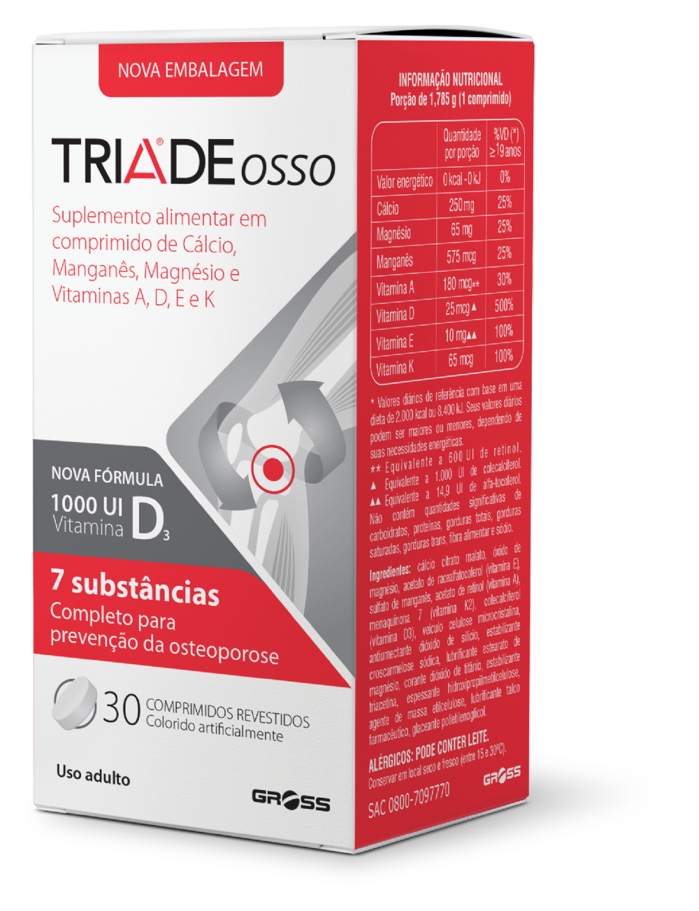TRÍADE OSSO 30 COMPRIMIDOS | Drogão Super