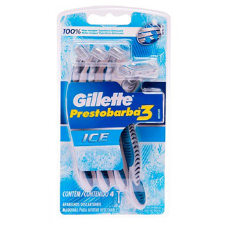 APARELHO BARBEAR GILLETTE PRESTOBARBA 3 ICE 4 UNIDADES | Drogão Super