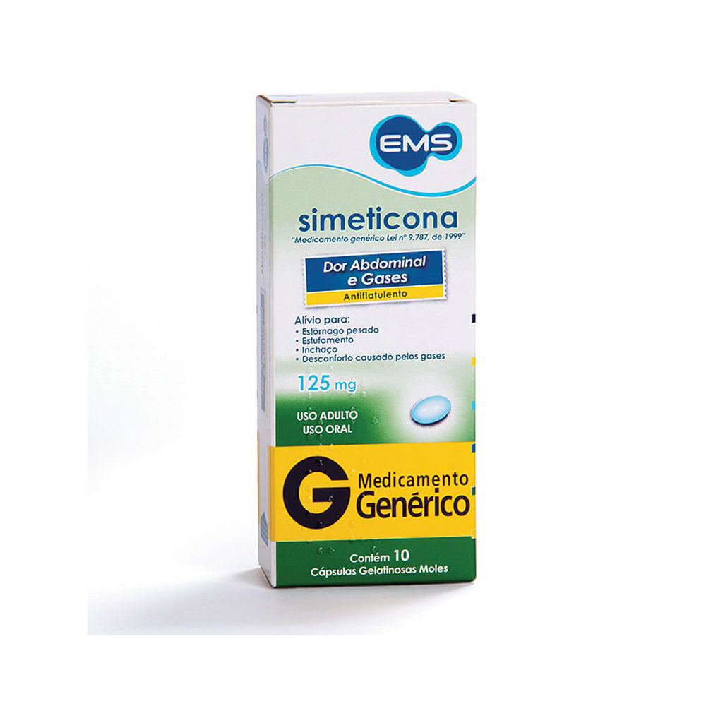 SIMETICONA 125 MG 10 CÁPSULAS - EMS | Drogão Super