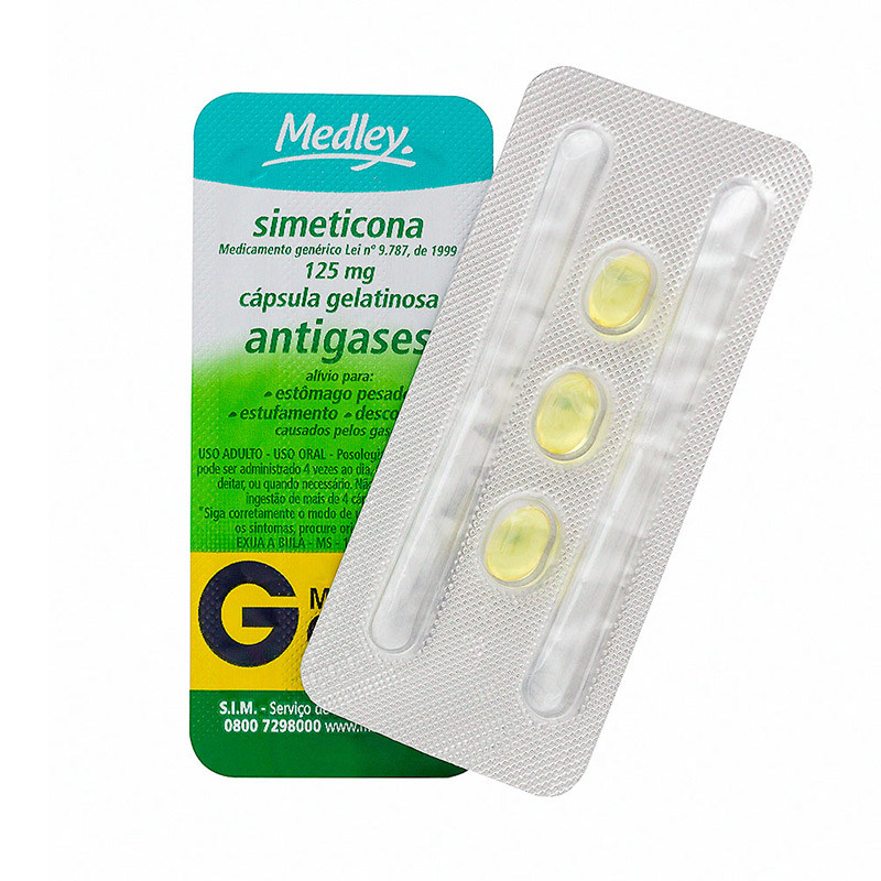 SIMETICONA 125MG 3 CÁPSULAS MEDLEY | Drogão Super
