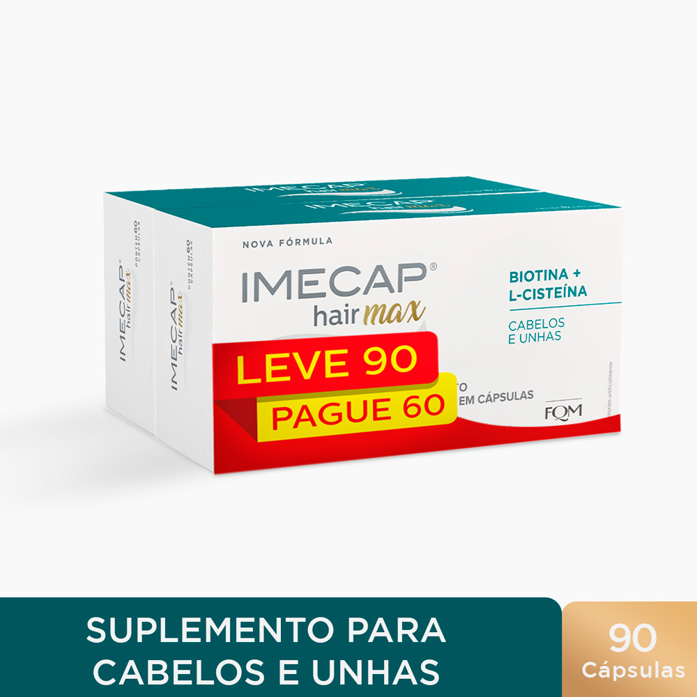 IMECAP HAIR MAX LEVE 90 PAGUE 60 CÁPSULAS | Drogão Super